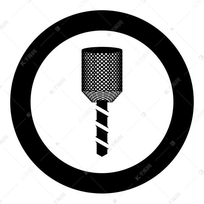 头部钻具中的钻头螺旋钻铣床主轴 CNC 工厂图标圆圈黑色矢量插图图像实体轮廓样式简单.素材图片免费下载-千库网