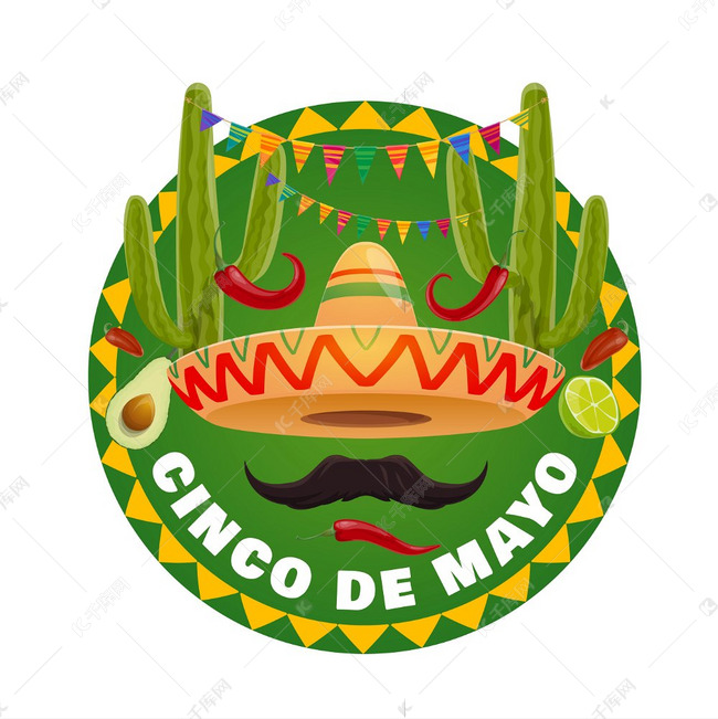 Cinco de Mayo 假期的墨西哥宽边帽矢量设计。素材图片免费下载-千库网