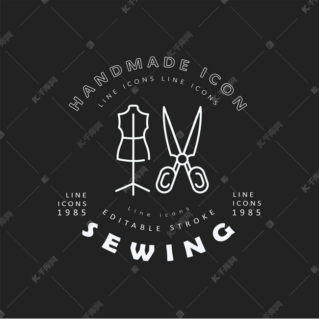 矢量图标和徽标缝纫和手工制作。素材图片免费下载-千库网