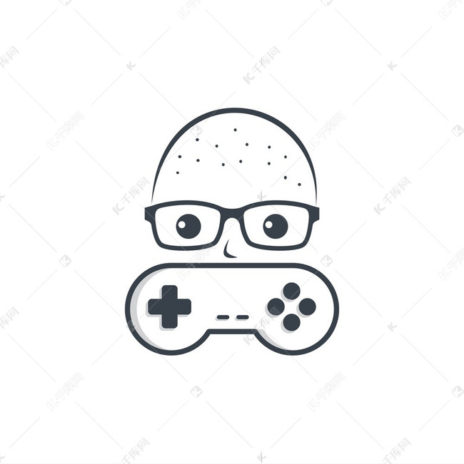 游戏书呆子极客游戏玩家操纵杆控制台控制器标志矢量。素材图片免费下载-千库网
