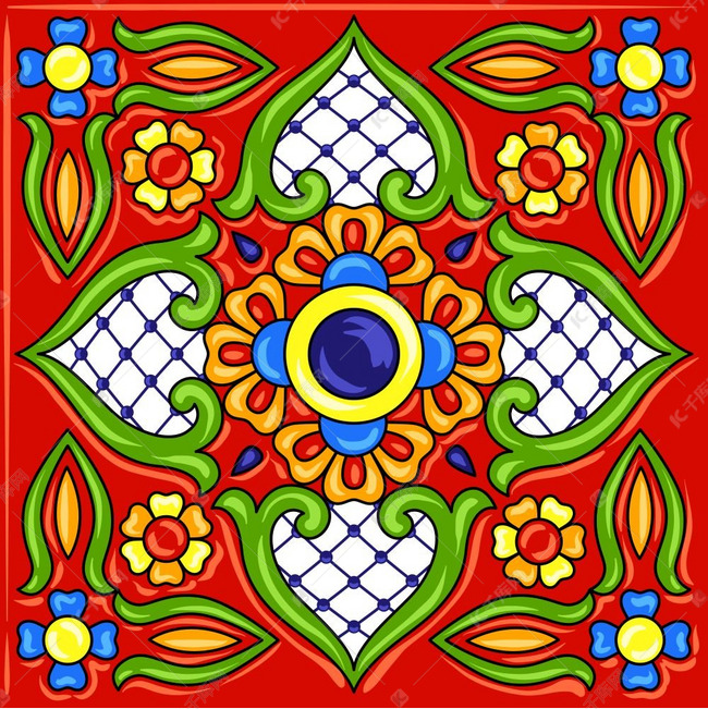 墨西哥 talavera 瓷砖图案。素材图片免费下载-千库网