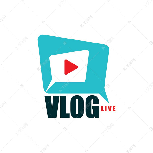 Vlog 图标、电视广播或直播、在线视频博客矢量图标。 素材图片免费下载-千库网