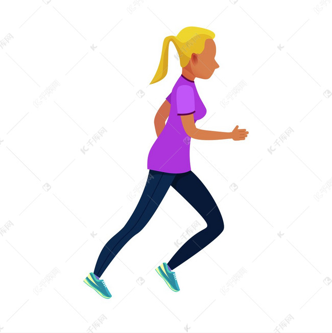 年轻的金发女孩运行矢量图。素材图片免费下载-千库网