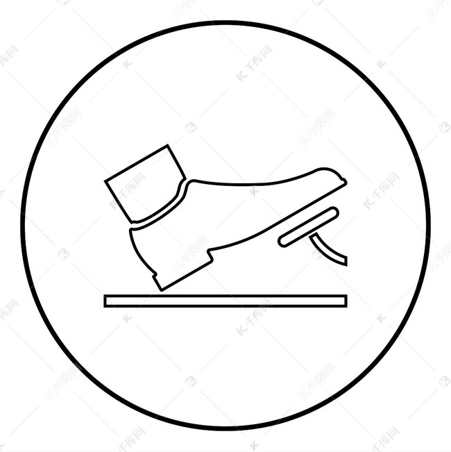 脚踩油门踏板刹车踏板汽车服务概念图标黑色轮廓矢量图平面样式简单图像圆素材图片免费下载-千库网