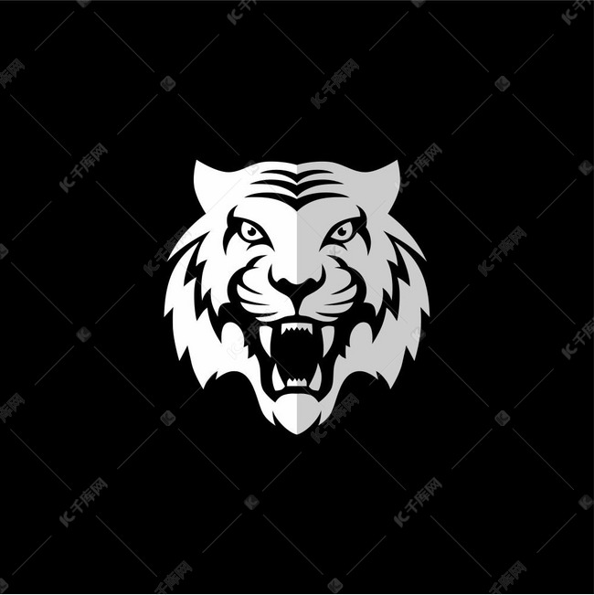 令人生畏的老虎前视图主题标志模板。素材图片免费下载-千库网