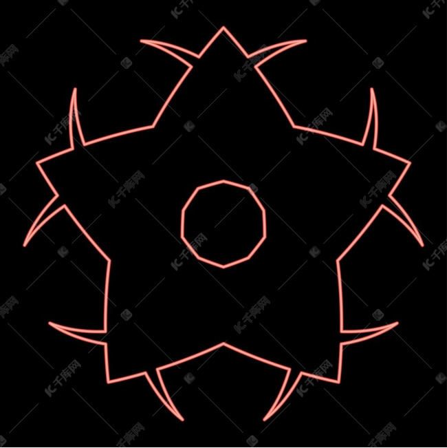 霓虹灯抽象花红色矢量插图平面样式光图像。素材图片免费下载-千库网