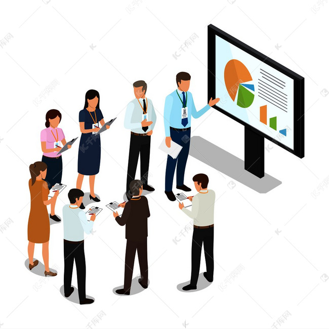 管理人员拿着文件夹站成一圈，在纸上写笔记。素材图片免费下载-千库网