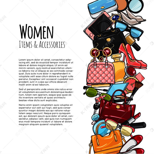 女性用品和配饰网页横幅。素材图片免费下载-千库网