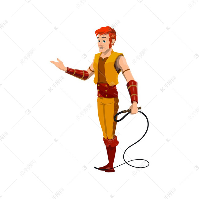 带鞭子的马戏团动物驯兽师，老式游乐场狂欢节。素材图片免费下载-千库网