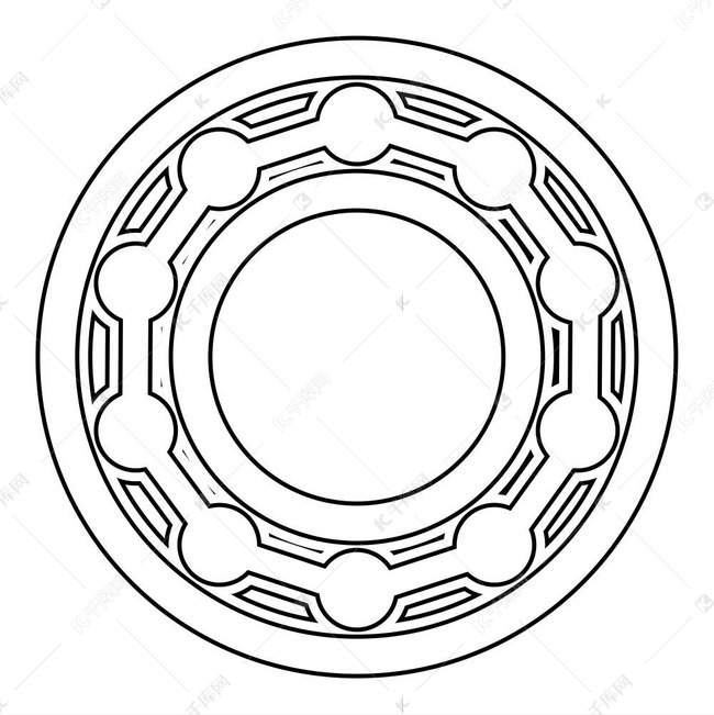 带球的轴承在侧面视图图标轮廓黑色矢量插图平面样式简单图像素材图片免费下载-千库网