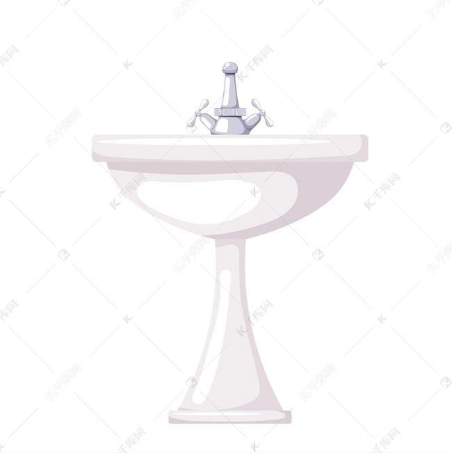 矢量图的白色背景上的陶瓷洗脸盆。素材图片免费下载-千库网