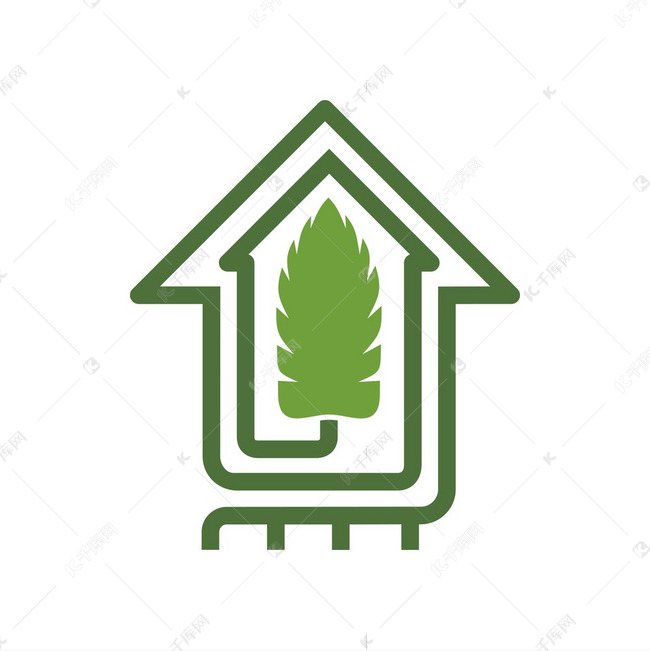 生态干净的房子隔离建筑公司标志。素材图片免费下载-千库网
