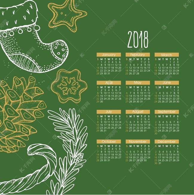 日历 2018。矢量图。素材图片免费下载-千库网
