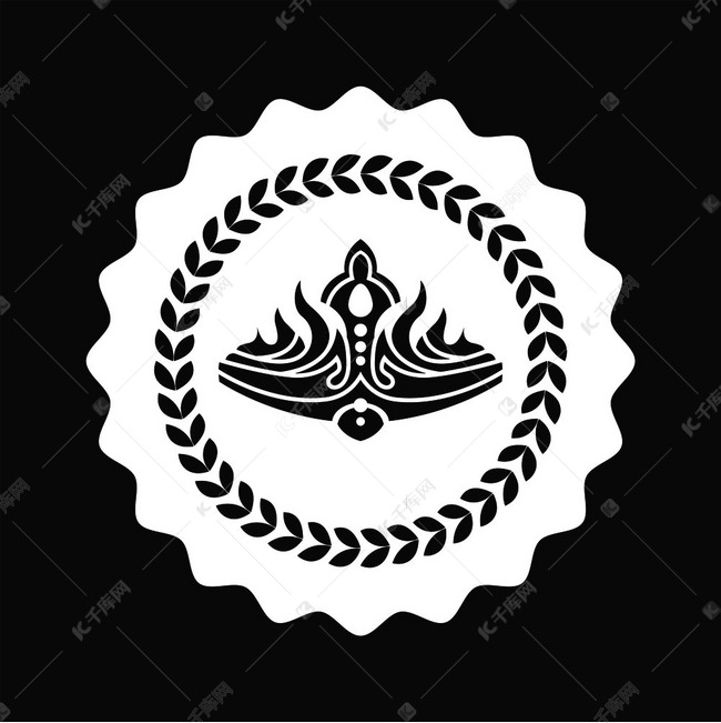 圆形单色标志上的豪华高贵皇冠。素材图片免费下载-千库网