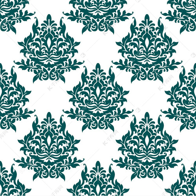 用于背景设计的具有观赏装饰元素的绿色花卉无缝图案素材图片免费下载-千库网