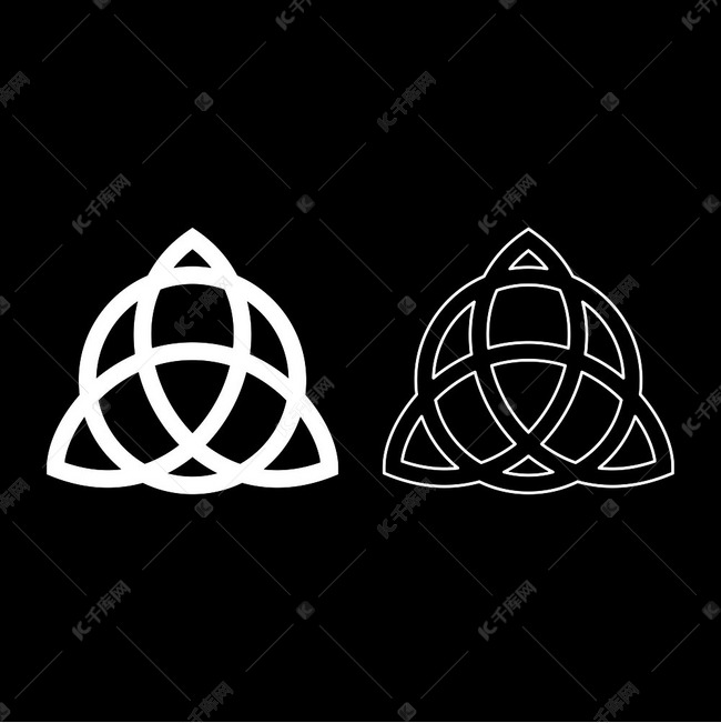 Trikvetr 结与圆圈力量的三个维京符号部落纹身三位一体结图标集白色矢量插图平面样式简单图像素材图片免费下载-千库网