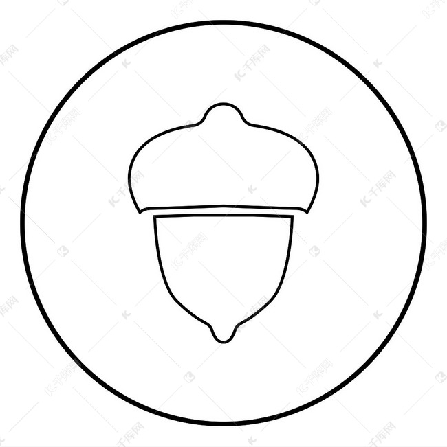 橡子森林坚果图标黑色轮廓矢量插图平面样式简单图像在圆圈素材图片免费下载-千库网
