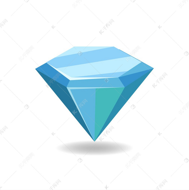 矿物水晶宝石矢量图解孤立在白色背景上的蓝色玻璃水晶。素材图片免费下载-千库网