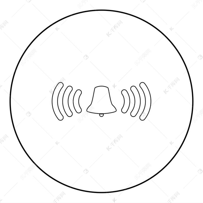 圆形或圆形矢量插图中的铃声图标黑色素材图片免费下载-千库网