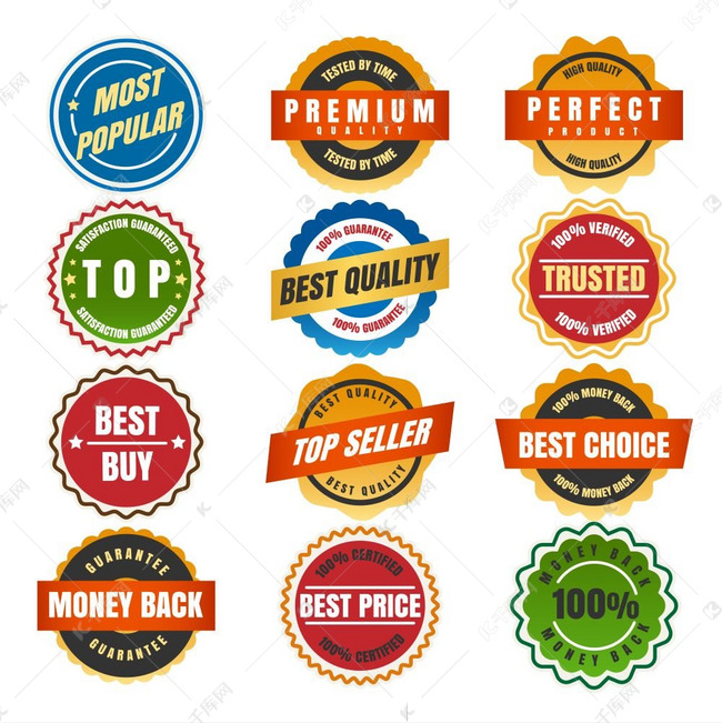 五颜六色的圆形标签和贴纸。素材图片免费下载-千库网