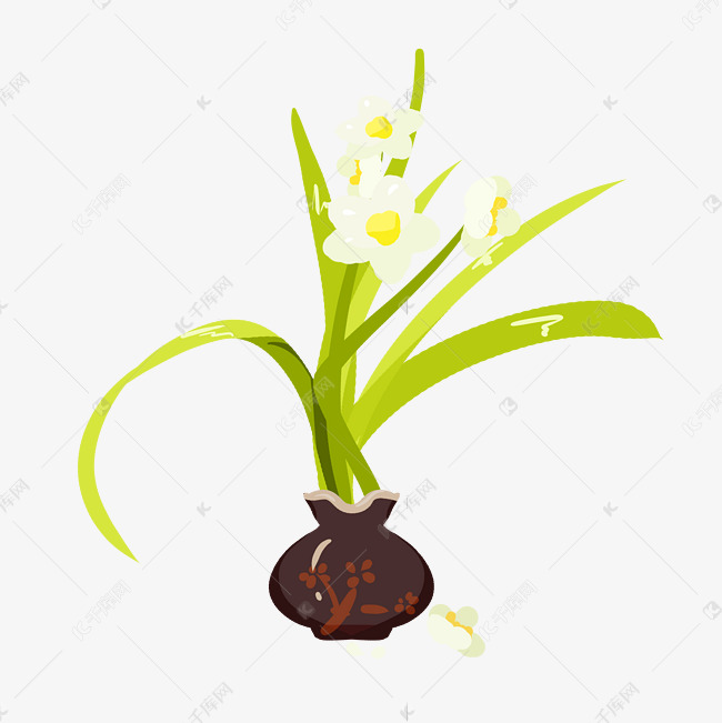 花卉水仙花手绘插画素材图片免费下载-千库网