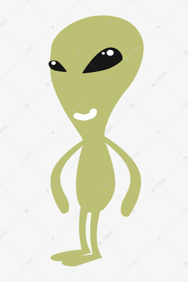 手绘绿色的外星人插画素材图片免费下载-千库网