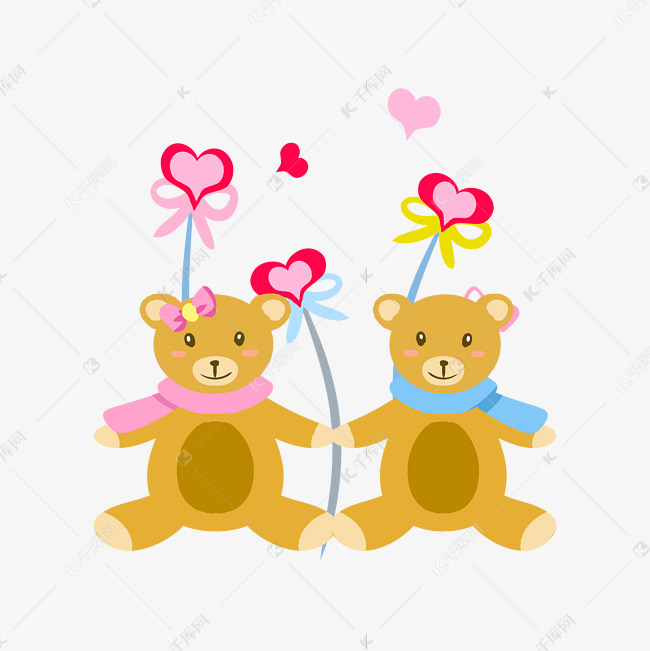 浪漫情人节小熊手绘插画素材图片免费下载-千库网