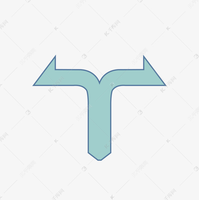 蓝色分叉口方向箭头素材图片免费下载-千库网