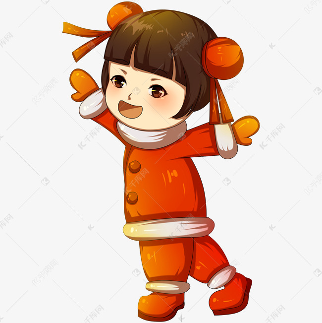 挥手可爱女孩素材图片免费下载-千库网