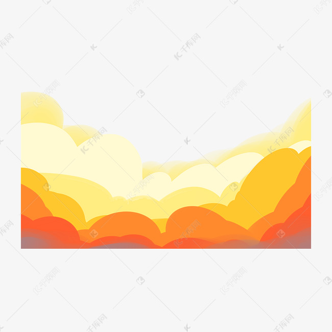 手绘卡通金色渐变云插画素材图片免费下载-千库网