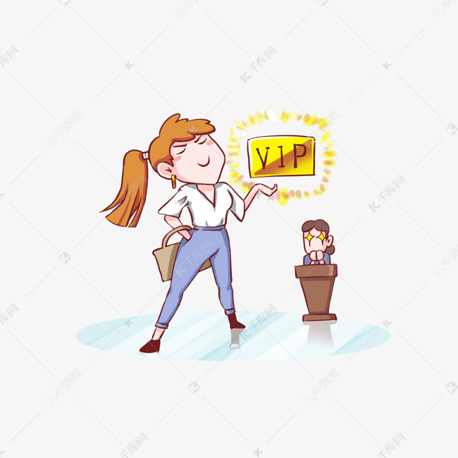 卡通手绘妇女节成为VIP的女顾客素材图片免费下载-千库网