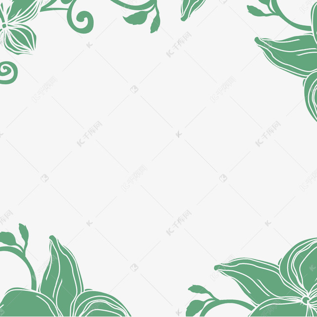 绿色简约花边边框素材图片免费下载-千库网