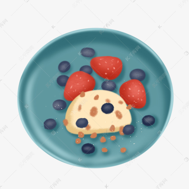 餐具蓝色盘子碟子草莓素材图片免费下载-千库网