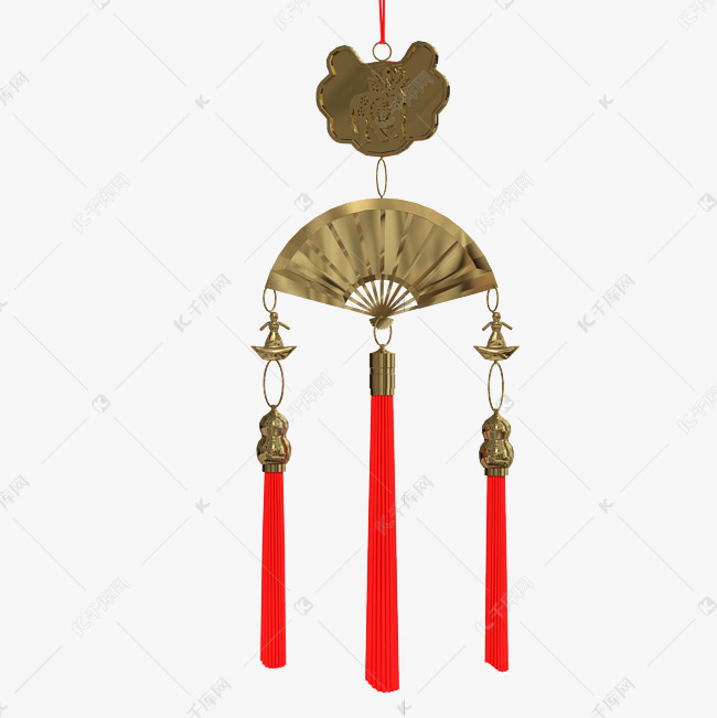 金属扇子装饰吊坠素材图片免费下载-千库网