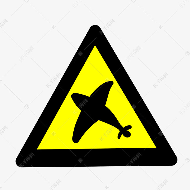 卡通黑色飞机警示素材图片免费下载-千库网