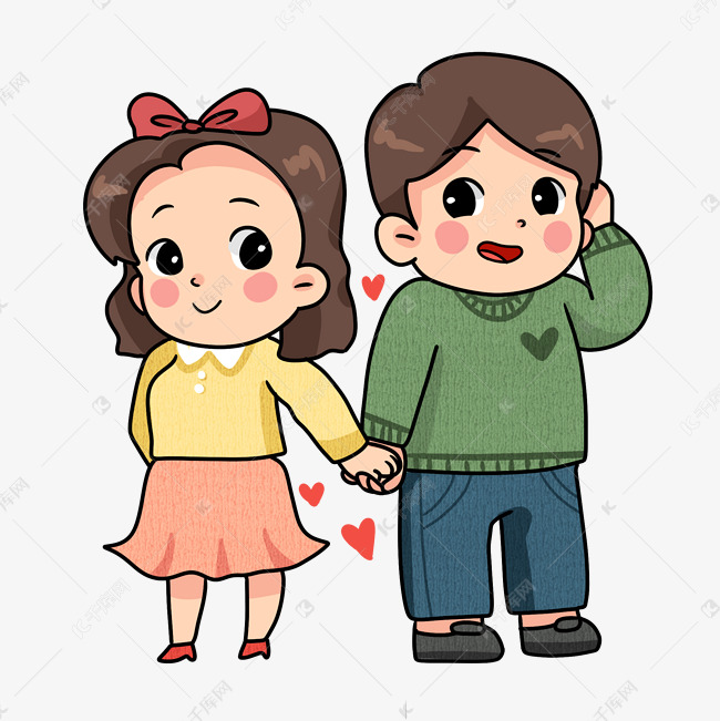 卡通创意牽手设计素材图片免费下载-千库网
