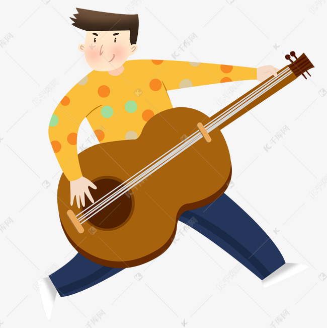 手绘快乐的男人在弹琴免抠图素材图片免费下载-千库网