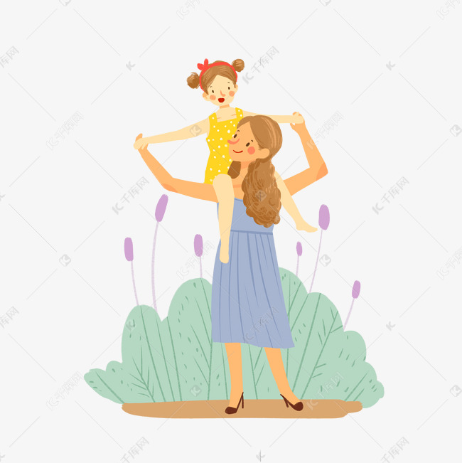 母亲节小姑娘骑到妈妈肩上素材图片免费下载-千库网