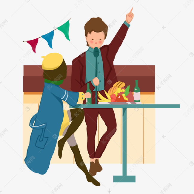 聚餐人物手绘插画素材图片免费下载-千库网