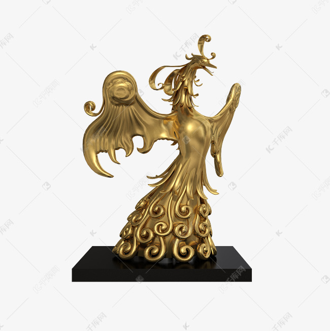 华丽金属凤凰摆件素材图片免费下载-千库网