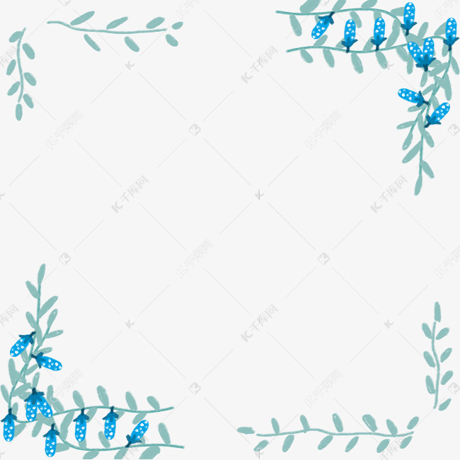夏天蓝色藤蔓边框素材图片免费下载-千库网