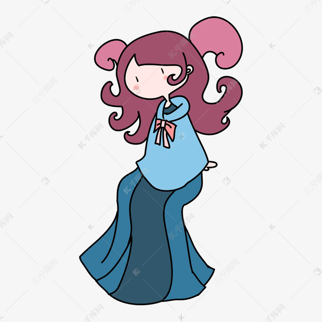 美丽女孩卡通小人素材图片免费下载-千库网