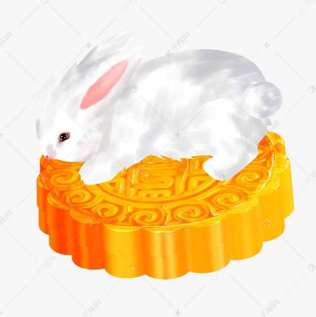 兔子在月饼上素材图片免费下载-千库网