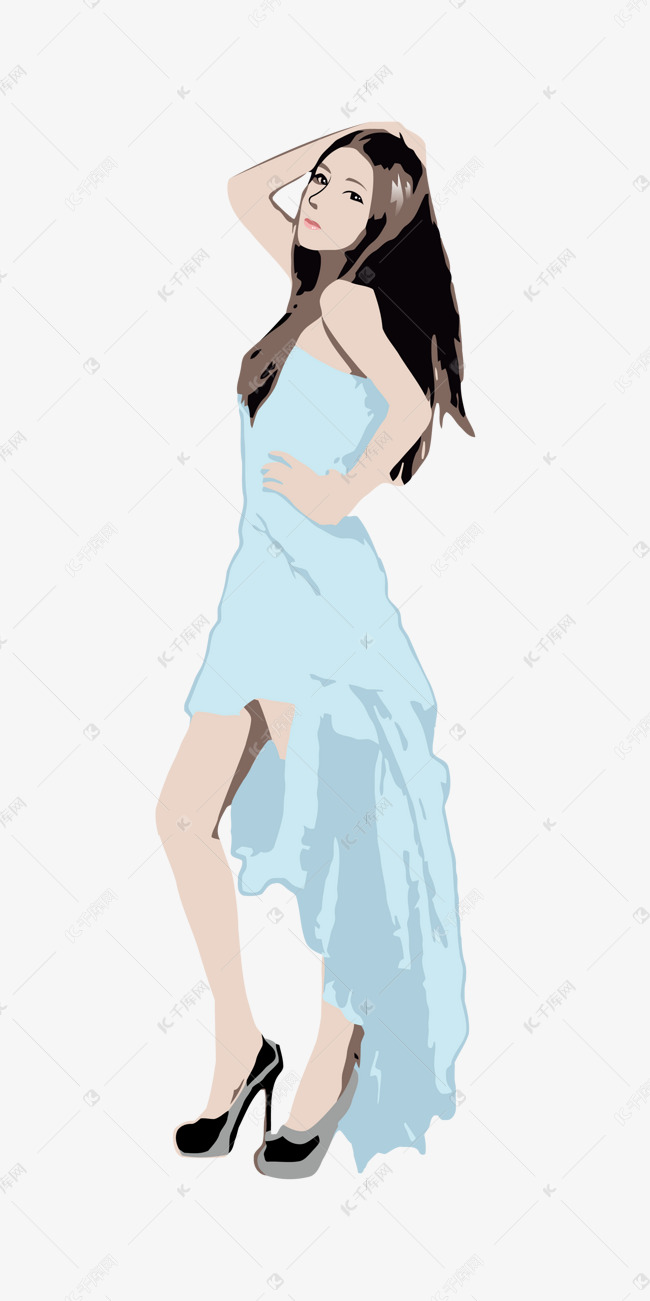 AI美女剪影矢量素材图片免费下载-千库网