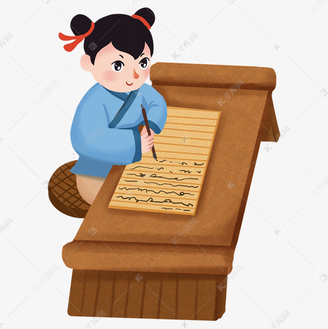 卡通手绘写字小孩素材图片免费下载-千库网