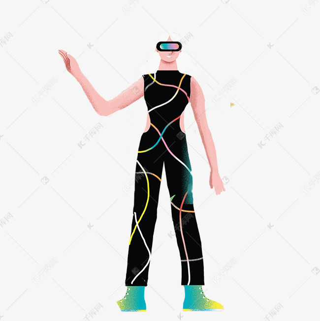 黑衣服科技卡通人素材图片免费下载-千库网