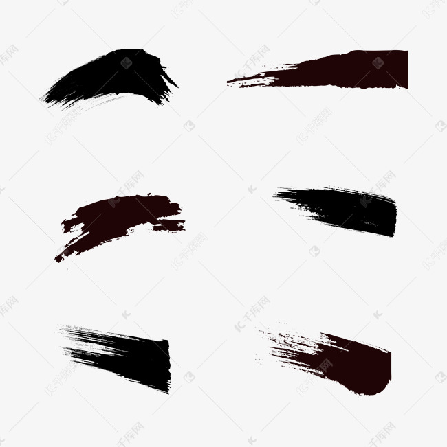 矢量黑色毛笔水墨笔画素材图片免费下载-千库网