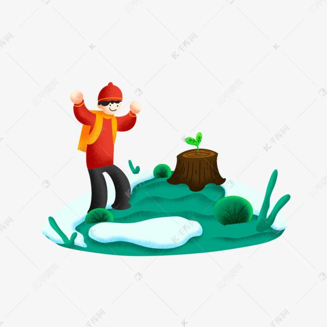 春季扁平男子树桩小苗发芽嫩芽素材图片免费下载-千库网