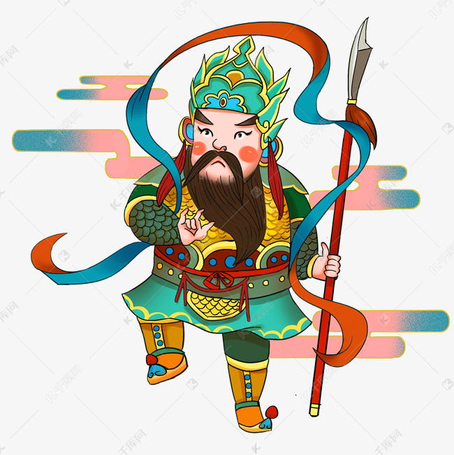 国潮年画门神关羽素材图片免费下载-千库网