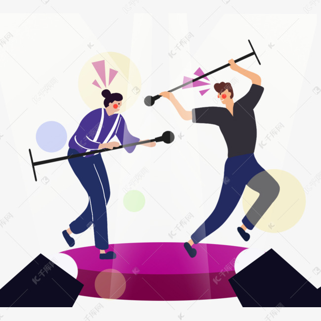 卡通手绘舞台唱歌写真插画素材图片免费下载-千库网